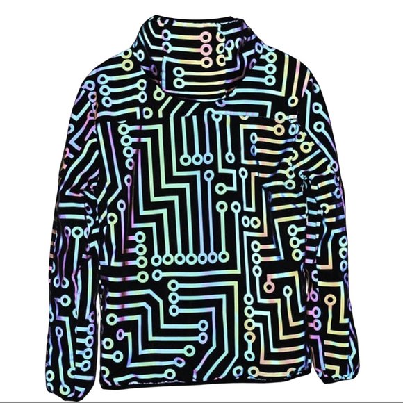 Obsidn | Jackets & Coats | Colorful Reflective Circuit Pattern Jacket ...